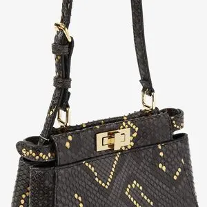 Fendi My Peekaboo® Xs Hand-painted Black Python Bag